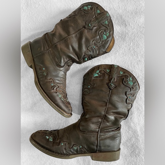 Roper | Shoes | Roper Brand Little Kids Size 3 Brown Blue Embroidered ...